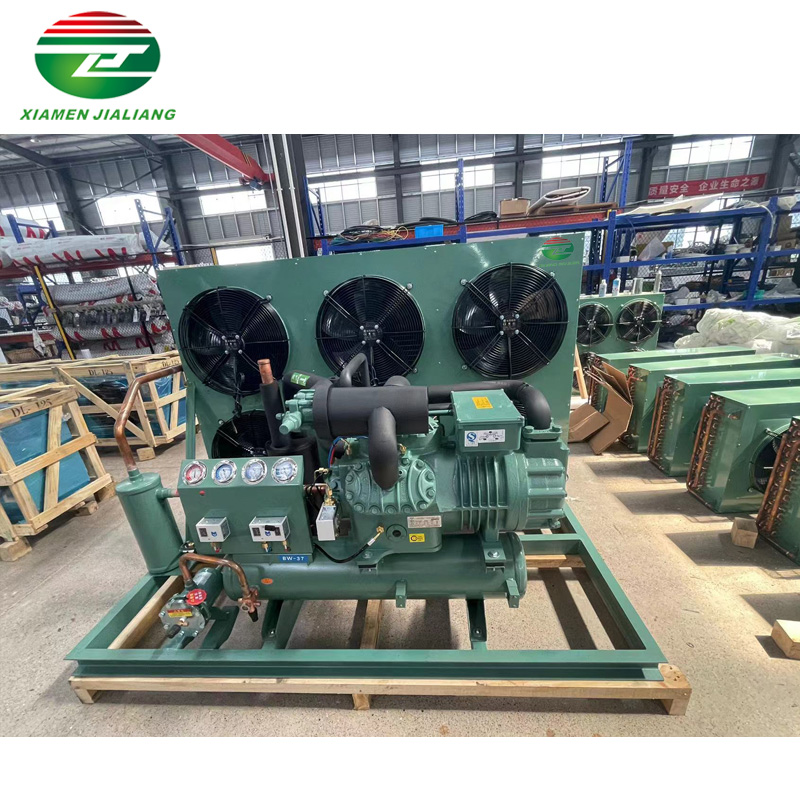 Marine refrigerated condensing unit with low temperature shock resistance